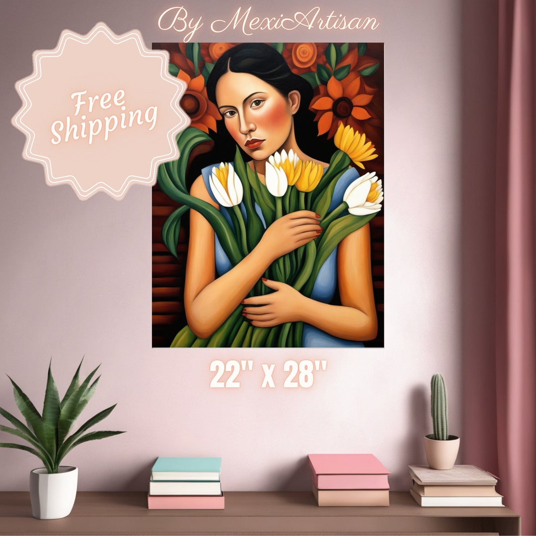 Mexican Folk Wall Art | Latina Print | Antique Oil Painting | Rustic ...