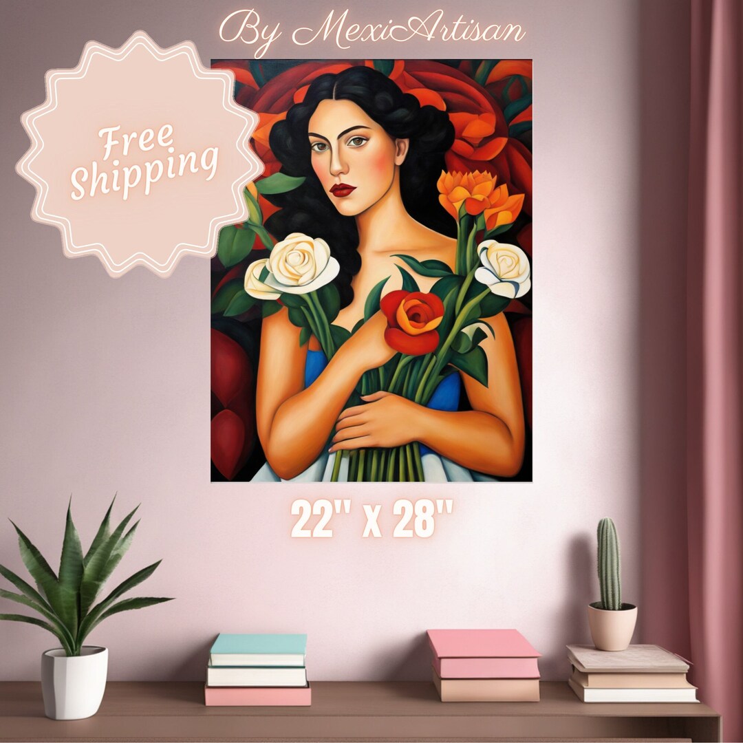 Mexican Folk Wall Art | Latina Print | Antique Oil Painting | Rustic ...