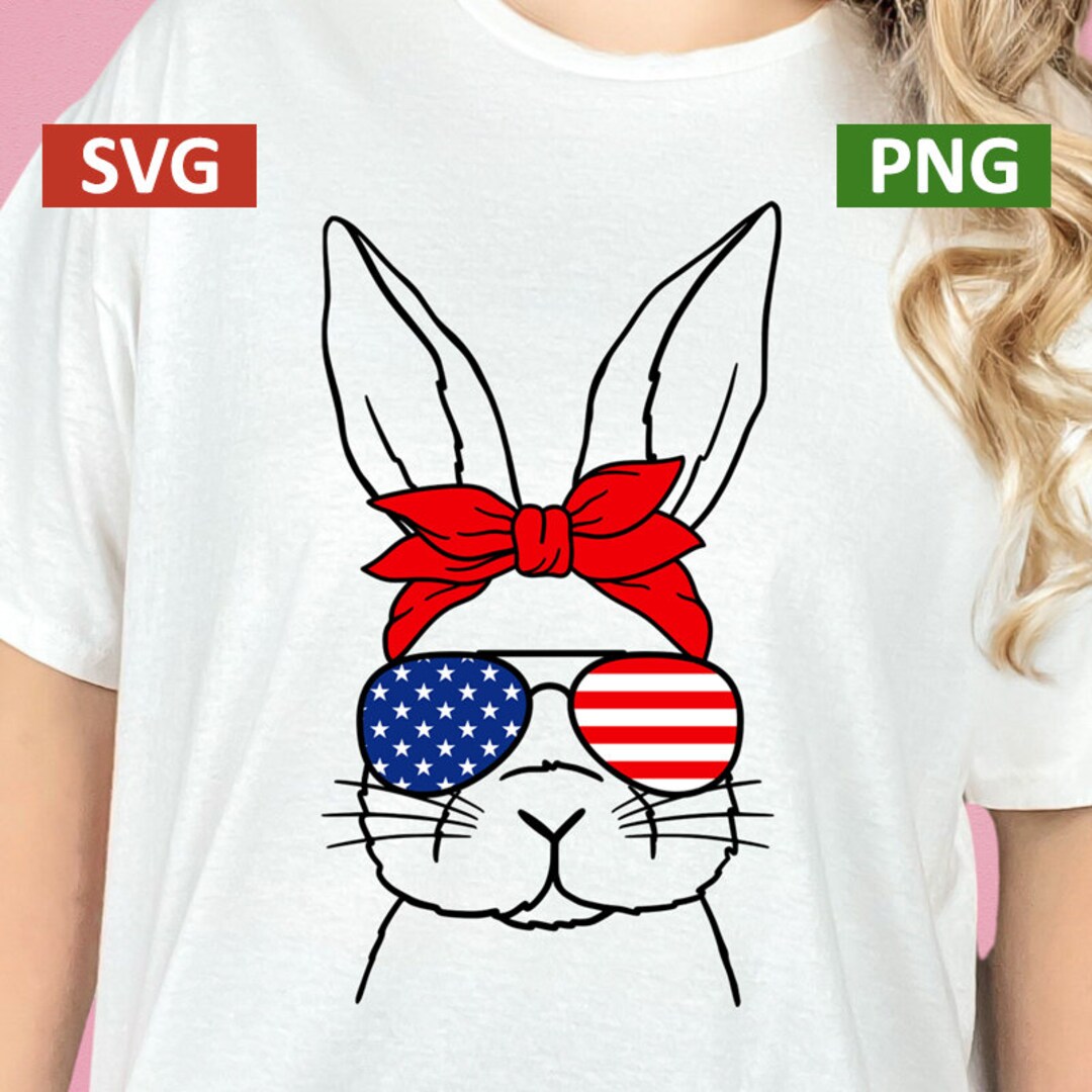 Easter Bunny With USA Glasses , Rabbit With Red Bandana - Etsy