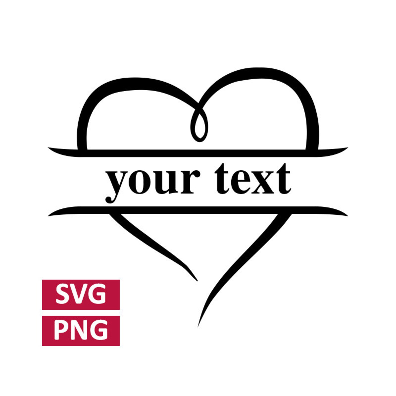 Doodle Heart SVG, Custom Text Svg, Hand Drawn Heart Svg, Instant ...