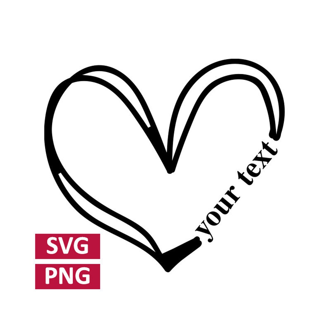 Doodle Heart SVG, Custom Text Svg, Hand Drawn Heart Svg, Instant ...