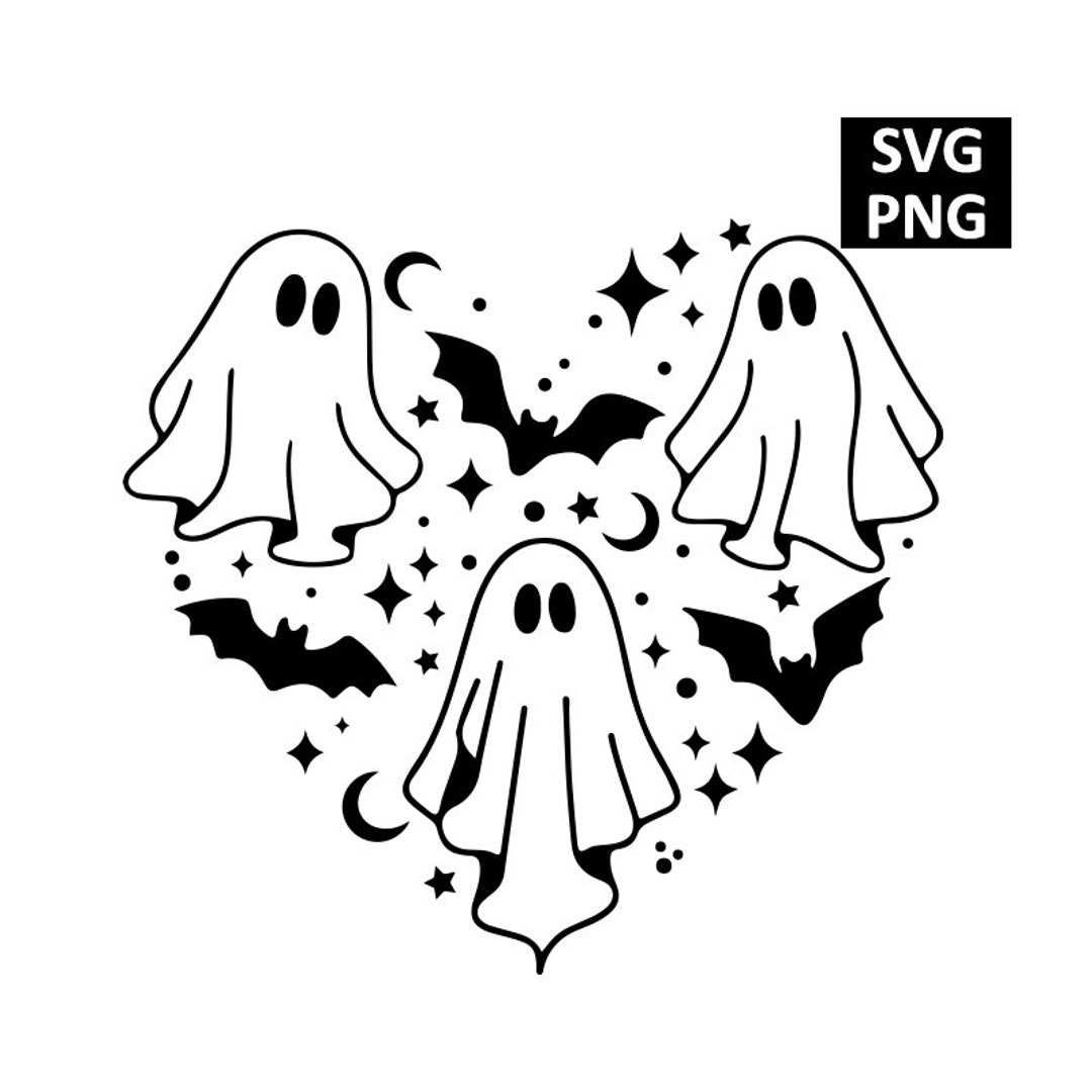 Ghost Heart Svg Png Halloween, Spooky Season, Ghost Clip Art, Boo, Kids ...