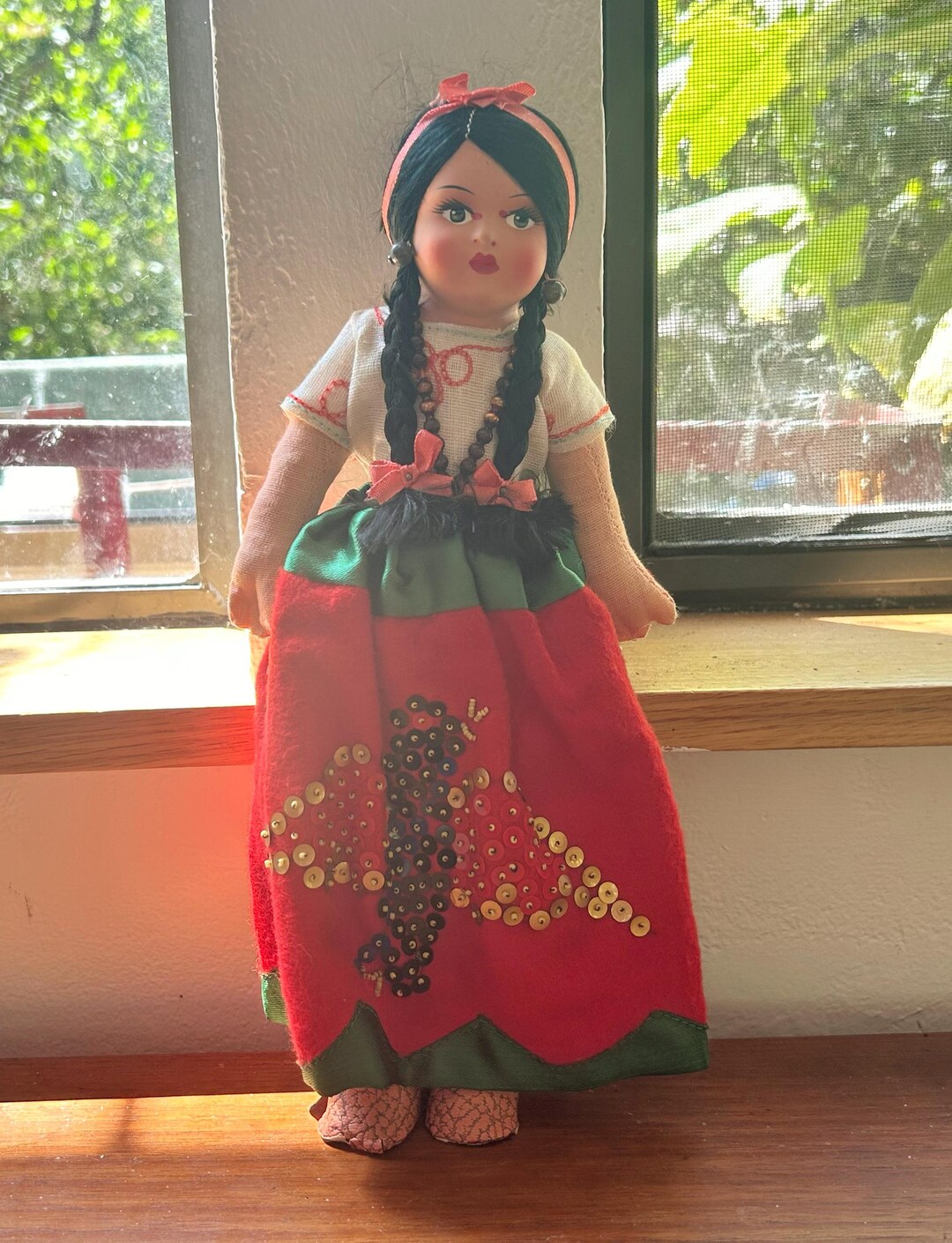 Vintage Mexican Souvenir Doll 1930's, China Poblana Costume, Sequined ...