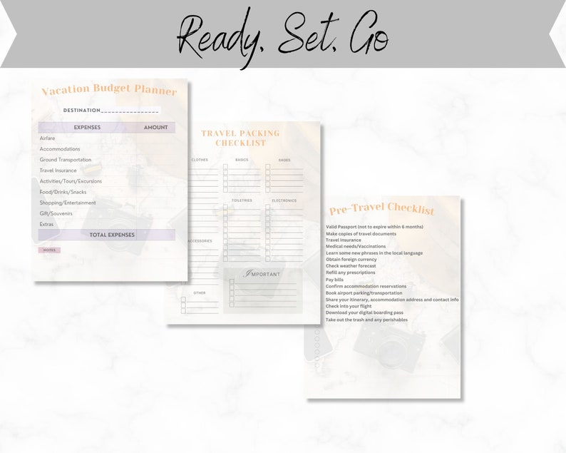Travel Packing Checklist, Printable Packing List, Vacation Planning ...