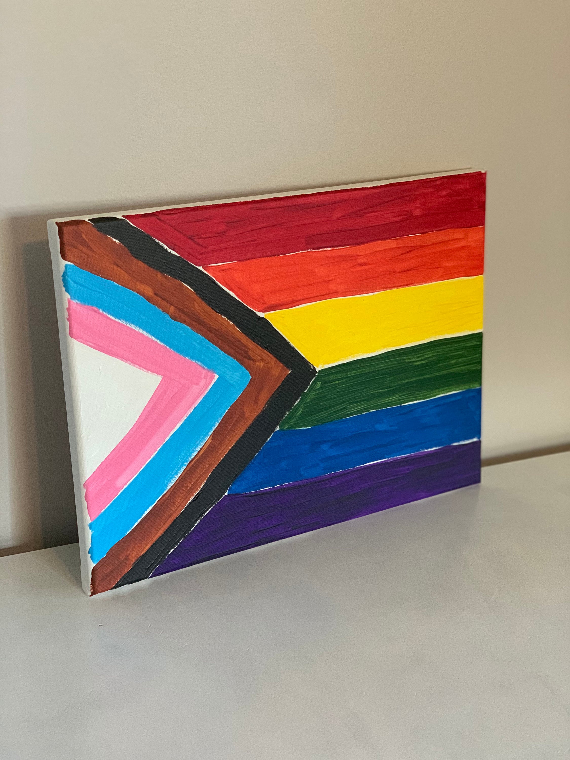 LGBTQIA2+ Pride Flag Painting, Canvas Acrylic Painting, Hand Painted ...