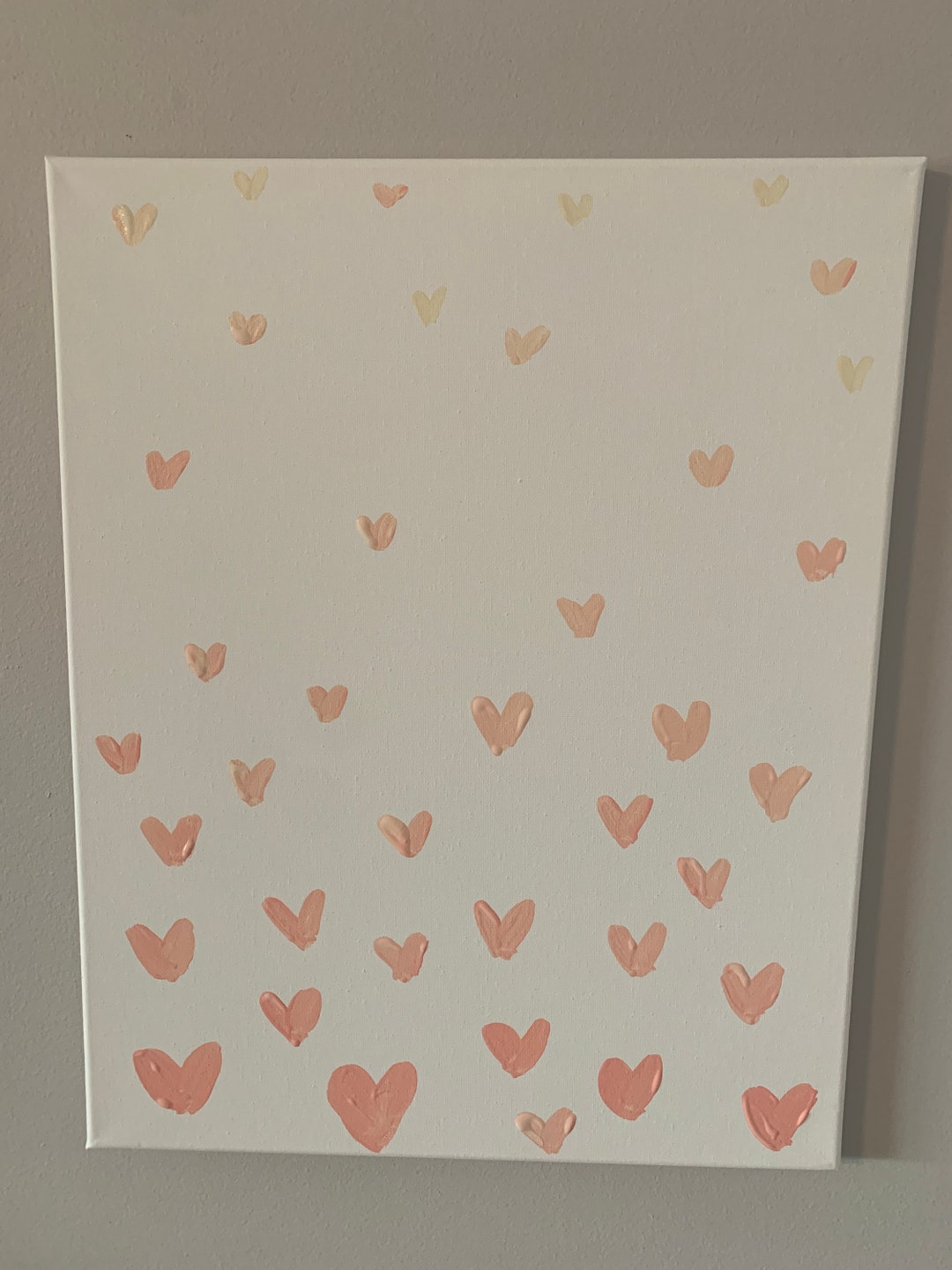 Small Pink and Ivory Floating Hearts, Large Neutral Heart Painting - Etsy