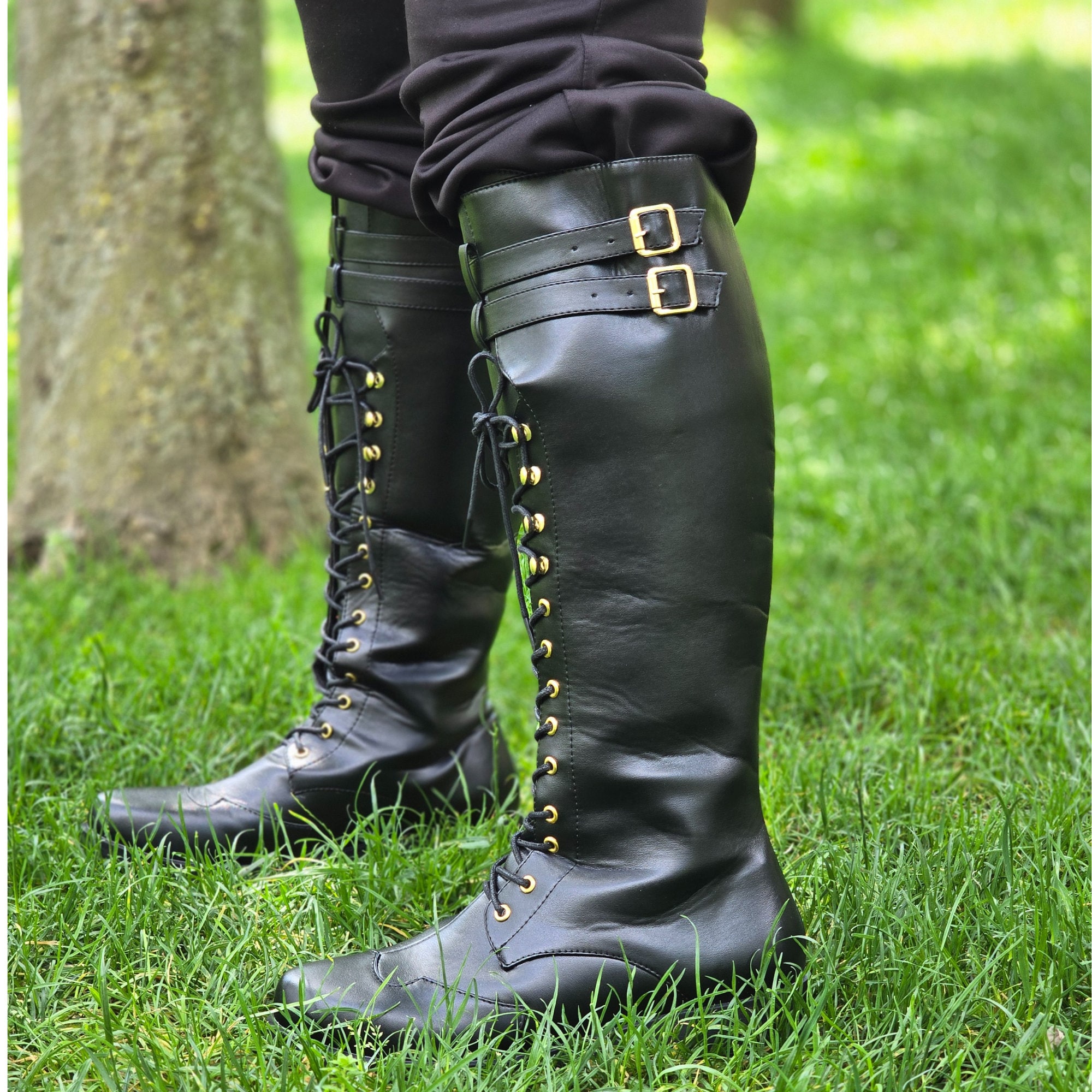 Medieval Lace up Knee High Boots for Men, Medieval Renaissance Cosplay ...