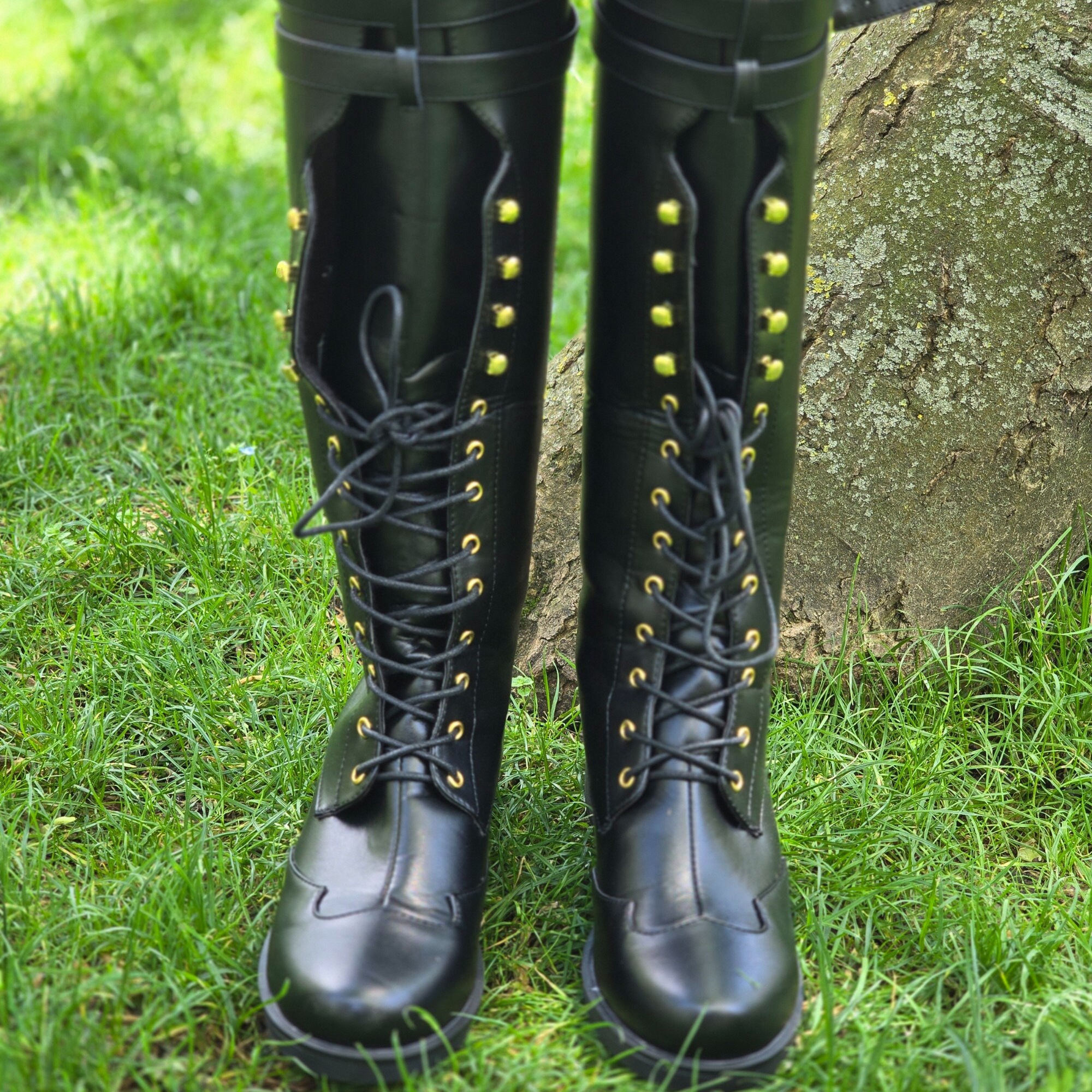 Medieval Lace up Knee High Boots for Men, Medieval Renaissance Cosplay ...