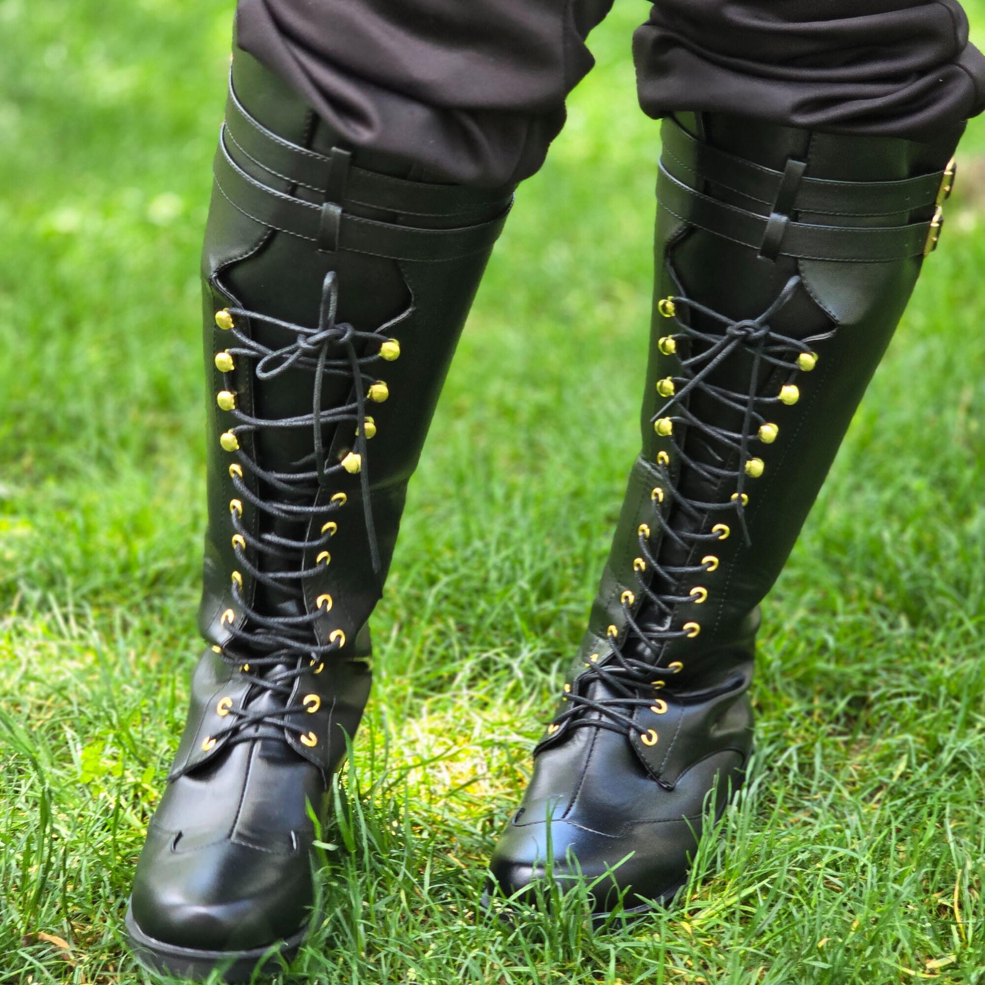 Medieval Lace up Knee High Boots for Men, Medieval Renaissance Cosplay ...