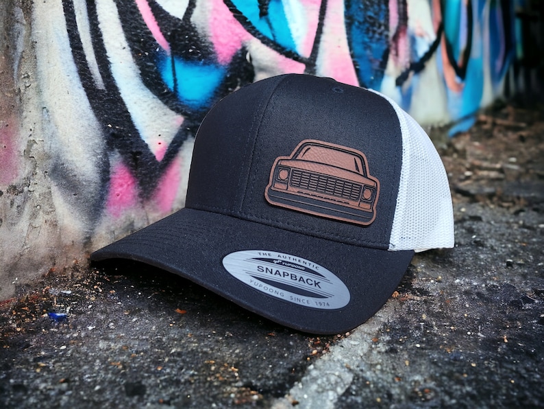 Vintage Chevrolet Squarebody Frontend Snapback Truck Hat | Custom Laser Engraved Leatherette ...
