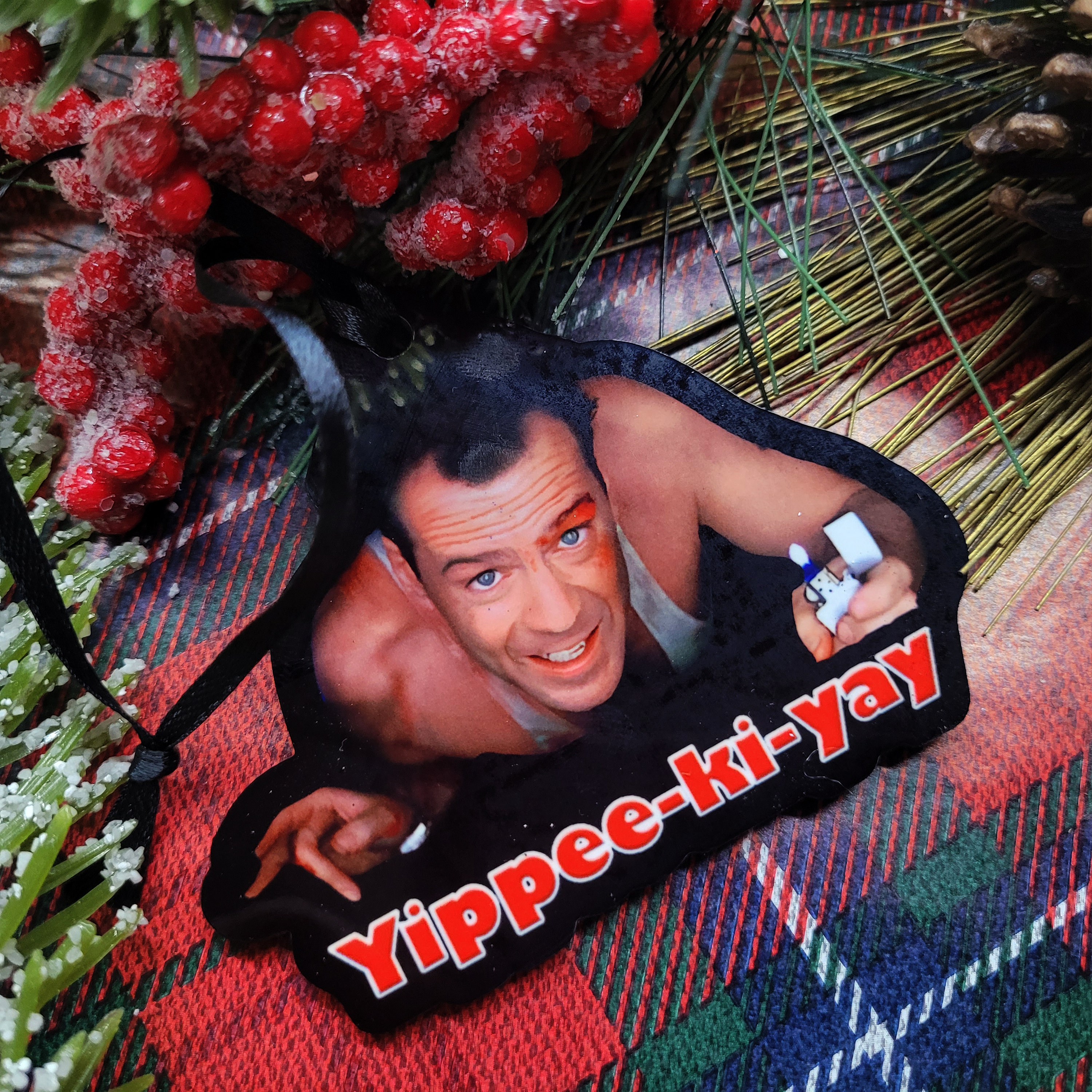 Custom Printed Die Hard yippee-ki-yay Christmas Ornament Bruce Willis in Air Duct Scene - Etsy