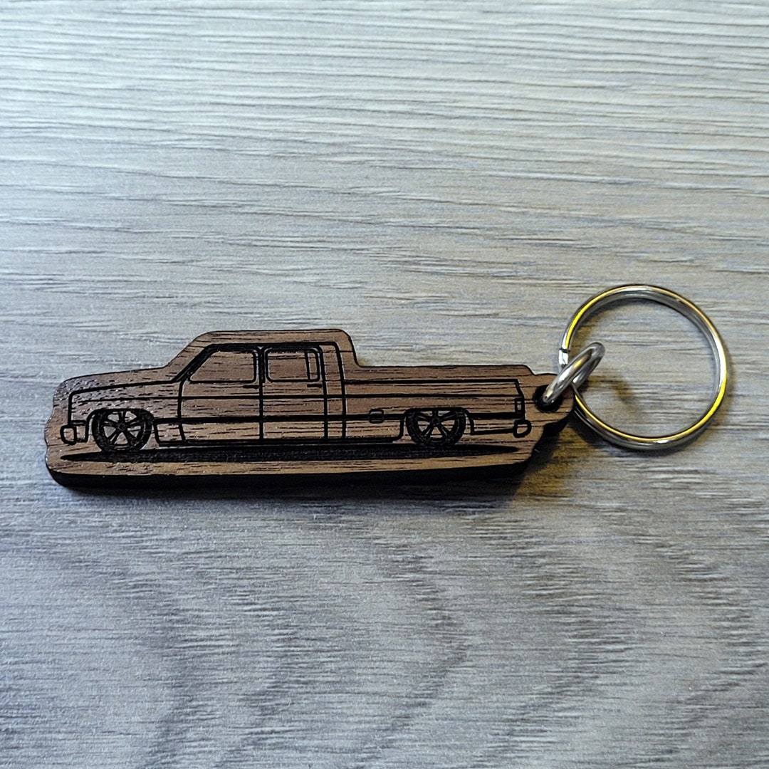 Squarebody Crew Cab Truck Solid Walnut Wood Keychain - Etsy