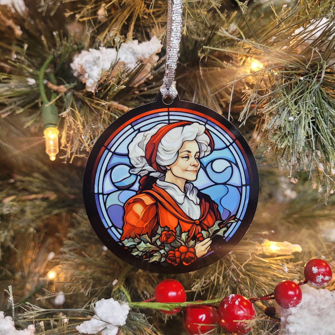 Mrs. Claus Stained Glass Style Christmas Ornament - Etsy