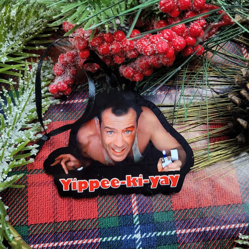 Custom Printed Die Hard yippee-ki-yay Christmas Ornament Bruce Willis in Air Duct Scene - Etsy