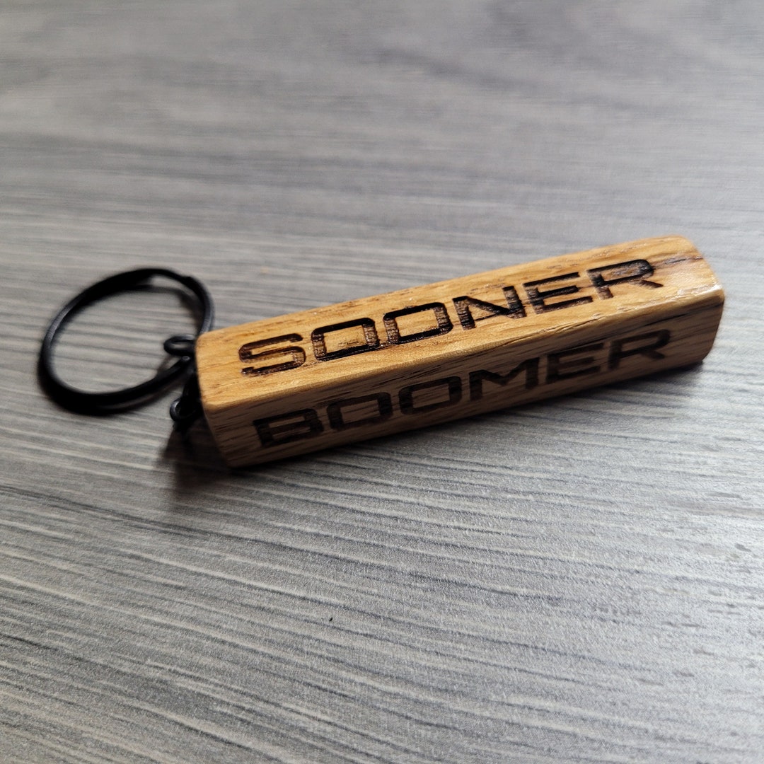 Boomer Sooner Wood Keychain 2.5 - Etsy