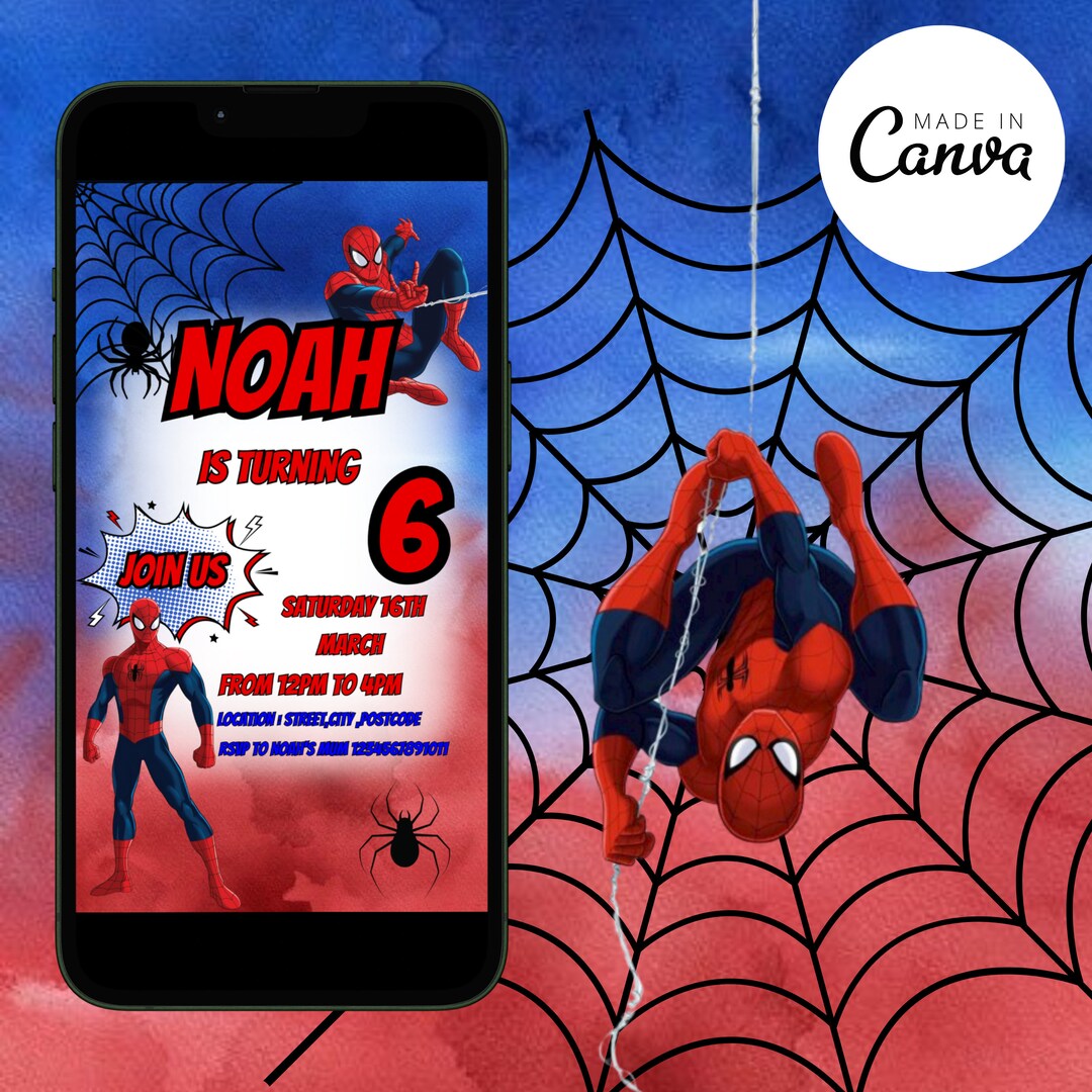 Spider Man Editable Birthday Invitation Template, Printable Birthday ...