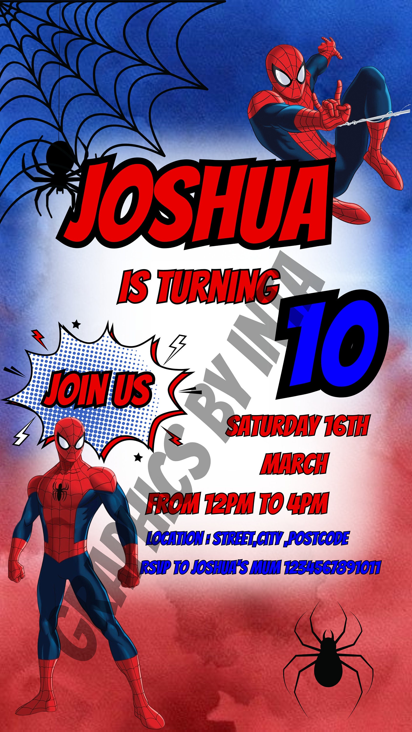 Spider Man Editable Birthday Invitation Template, Printable Birthday ...