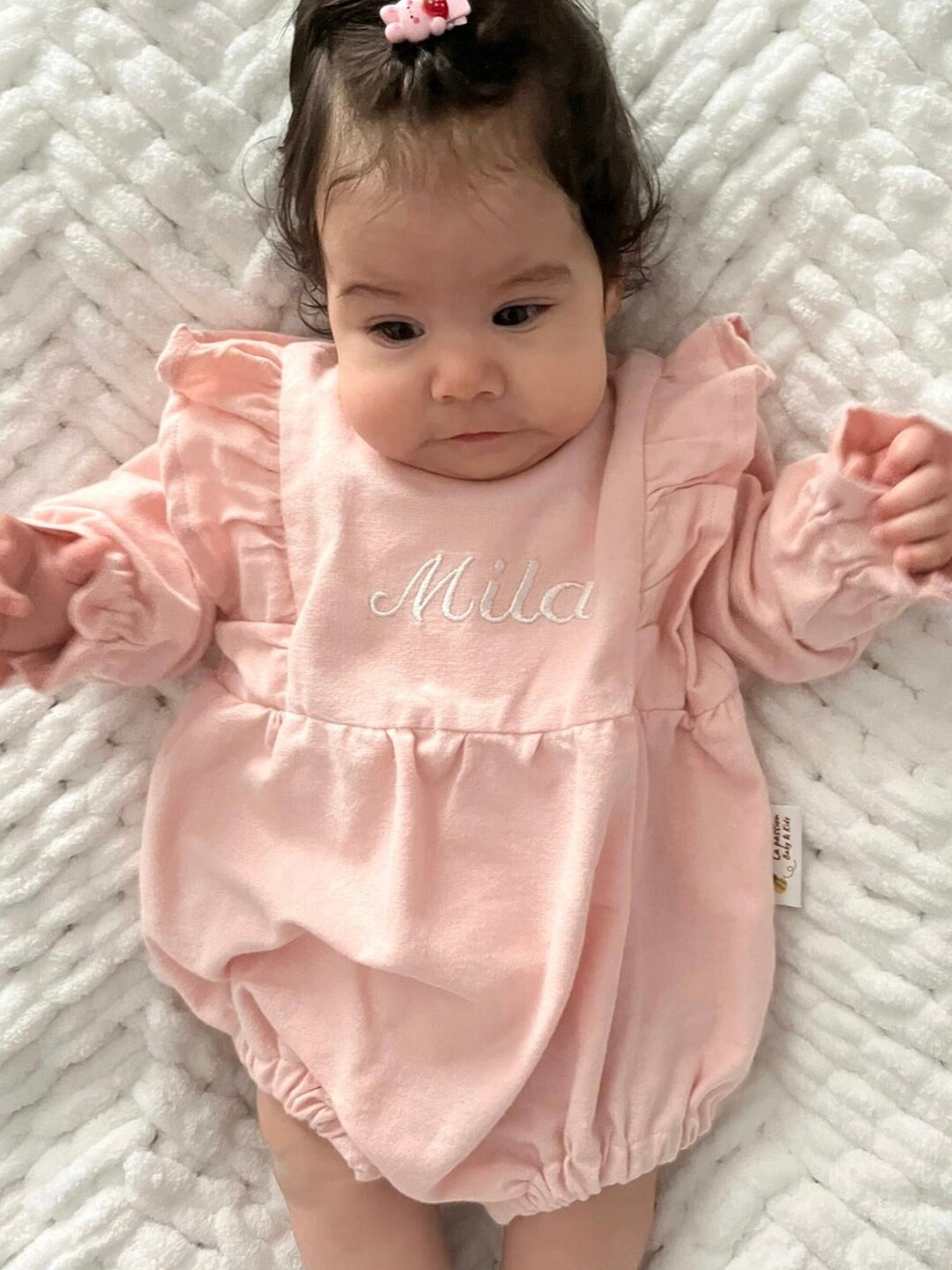Personalized Baby Name Smocked Romper, Custom Embroidered Baby Overalls ...
