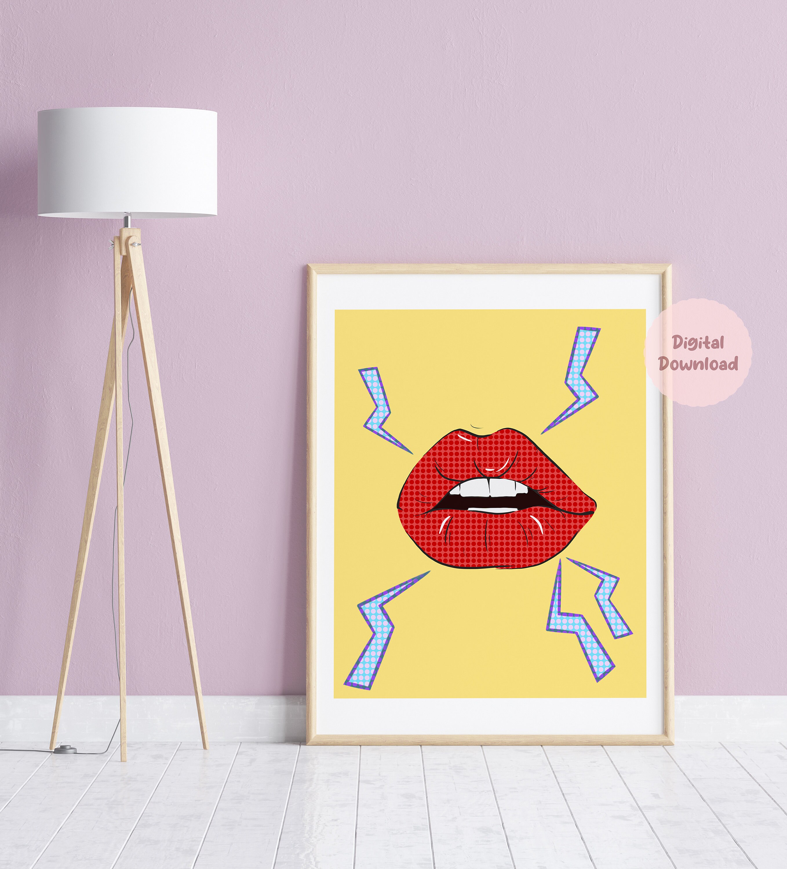 Pop Art Lips Printable, Modern Pop Art, Pop Art Poster, Feminist Wall ...