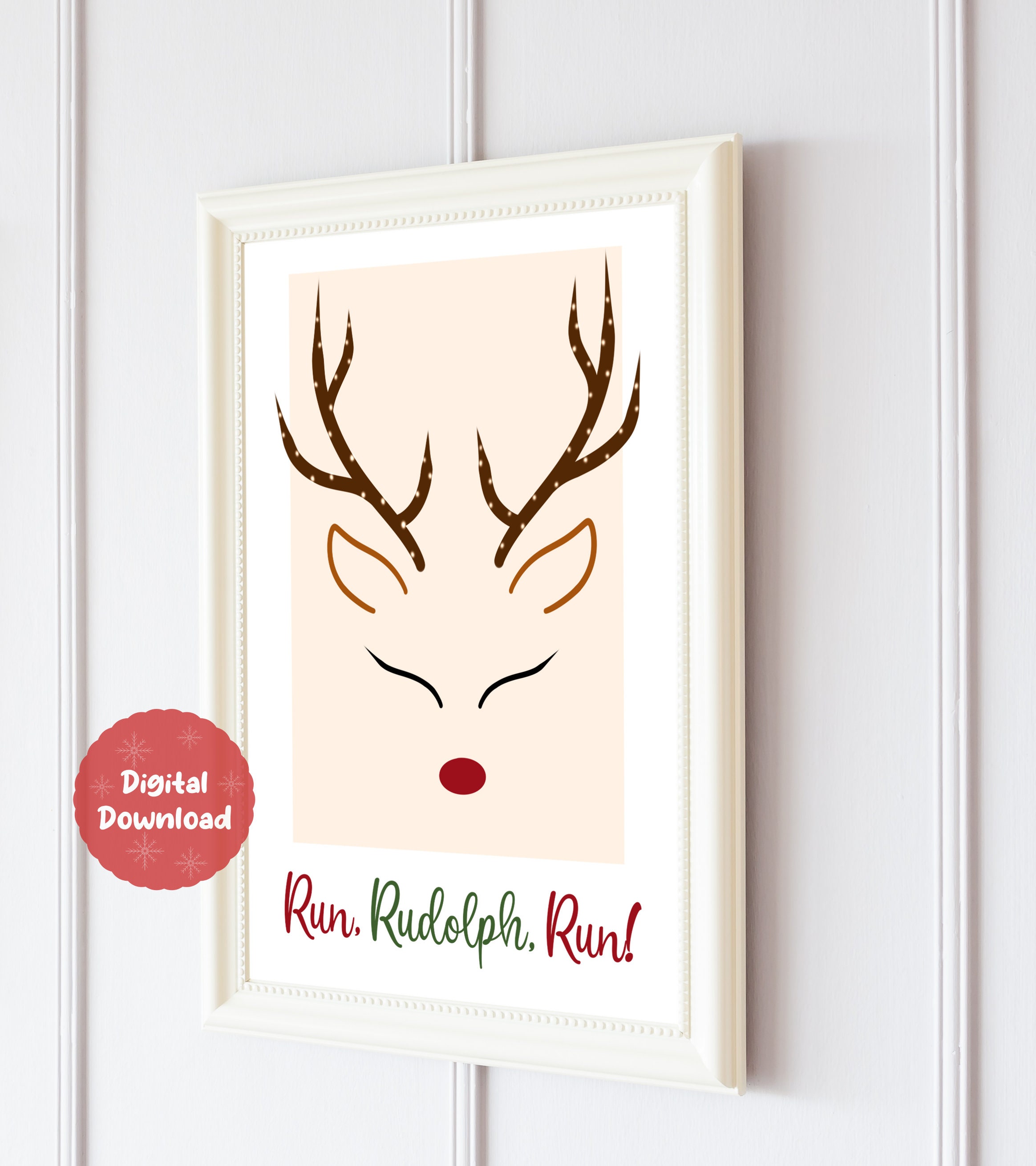 Run Rudolph Run Printable Reindeer Wall Art Rudolph the Red Nose ...