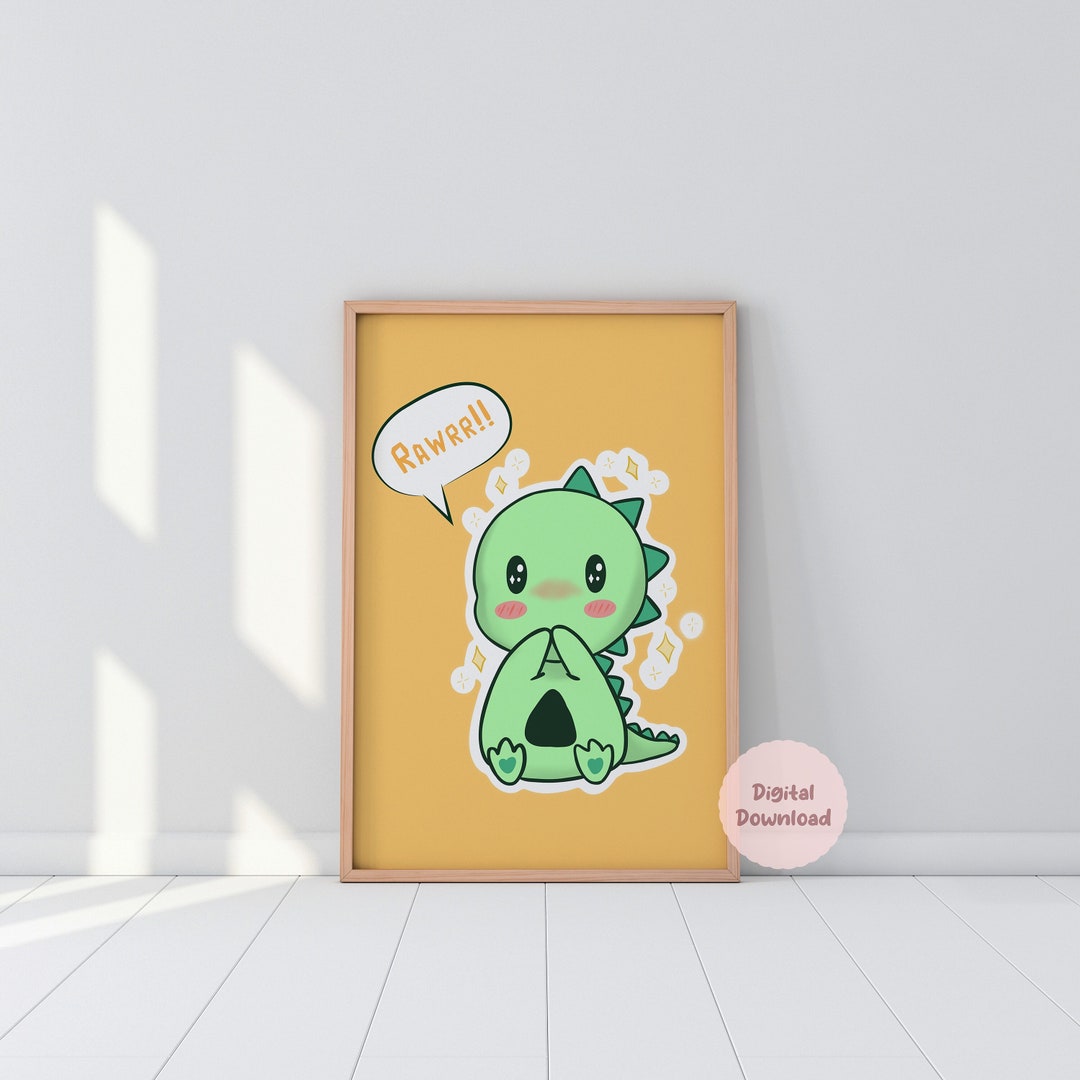Rawrr!! Printable, Dinosaur Room Decor, Cute Room Decor Kawaii ...