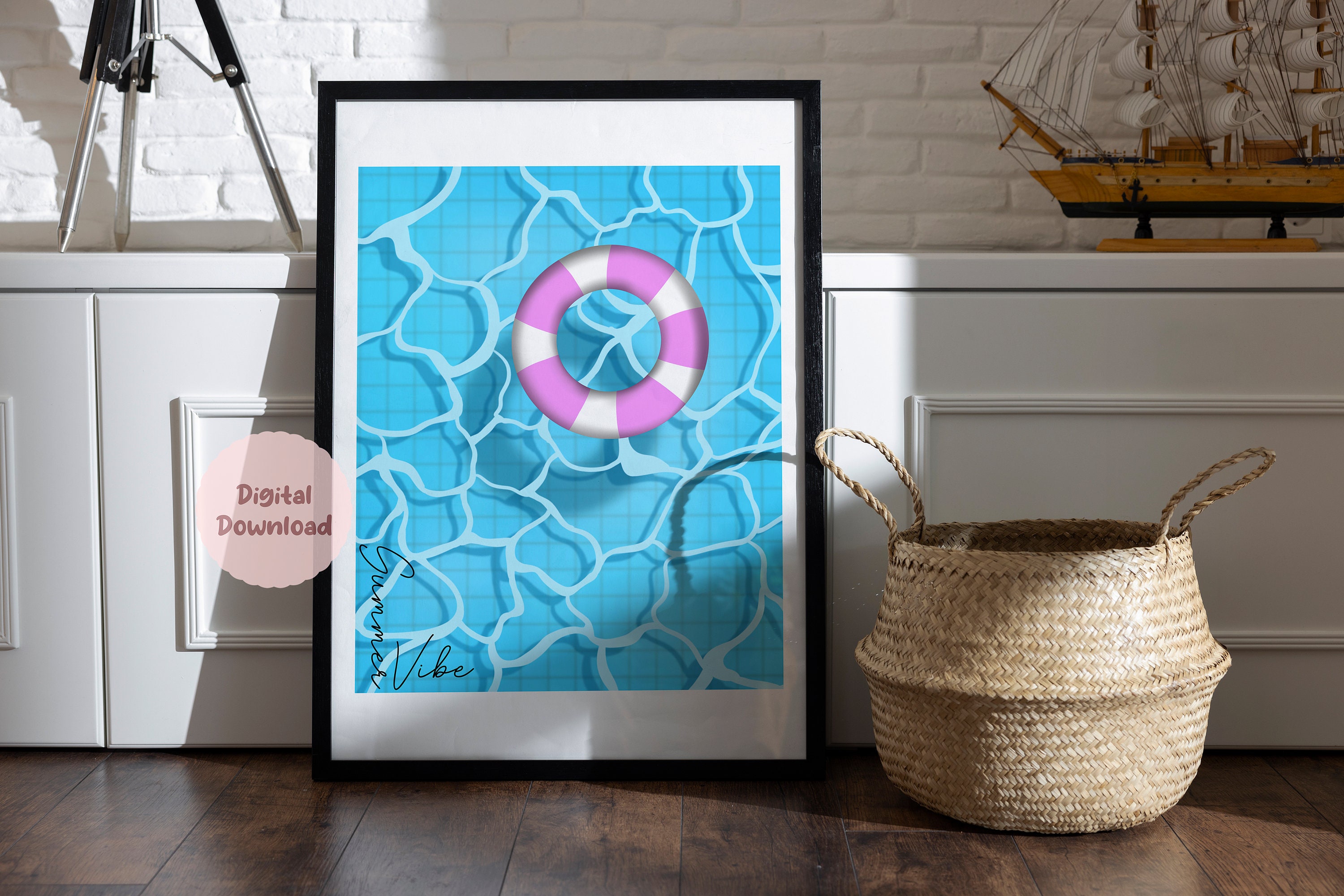 Summer Vibe Printables, Swimming Pool, Hello Summer, Print Pool Decor ...