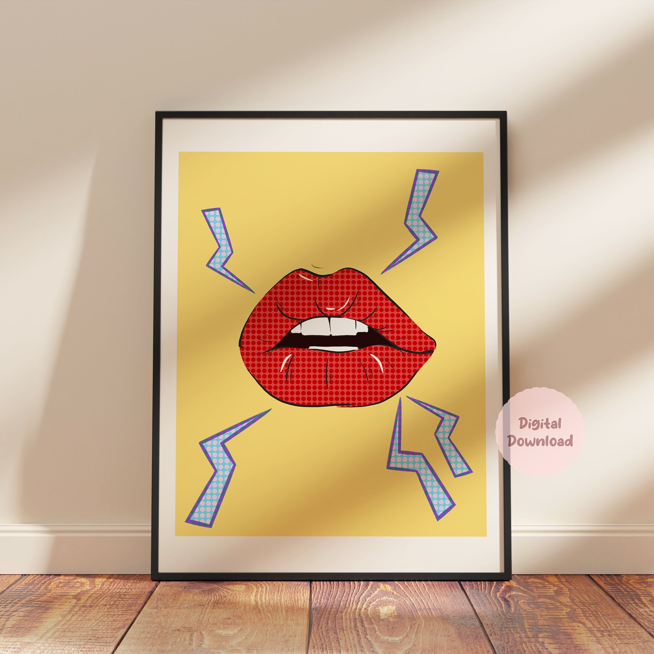 Pop Art Lips Printable, Modern Pop Art, Pop Art Poster, Feminist Wall ...