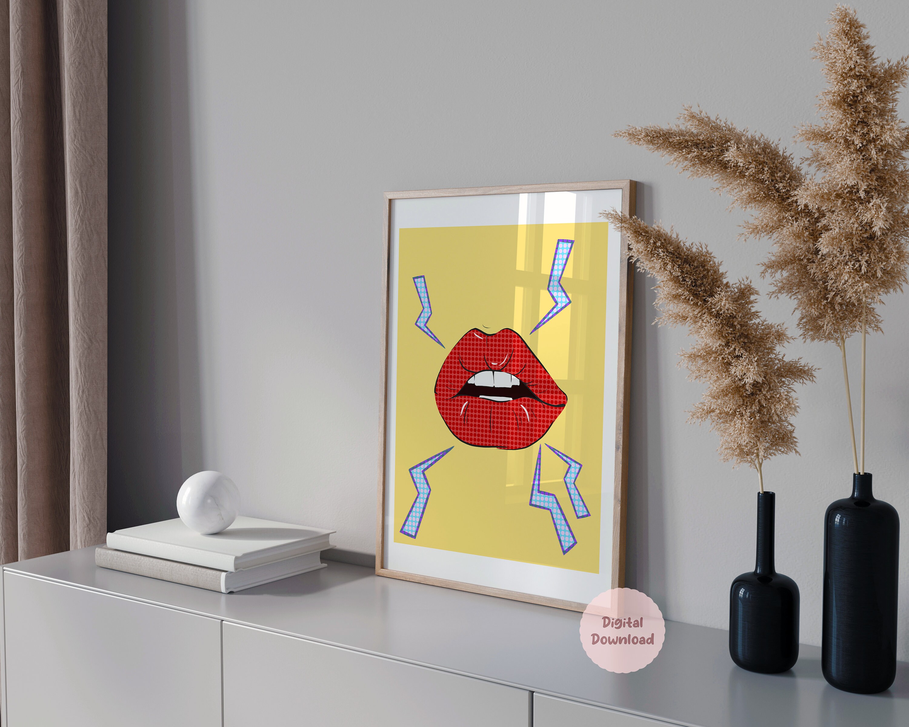 Pop Art Lips Printable, Modern Pop Art, Pop Art Poster, Feminist Wall ...