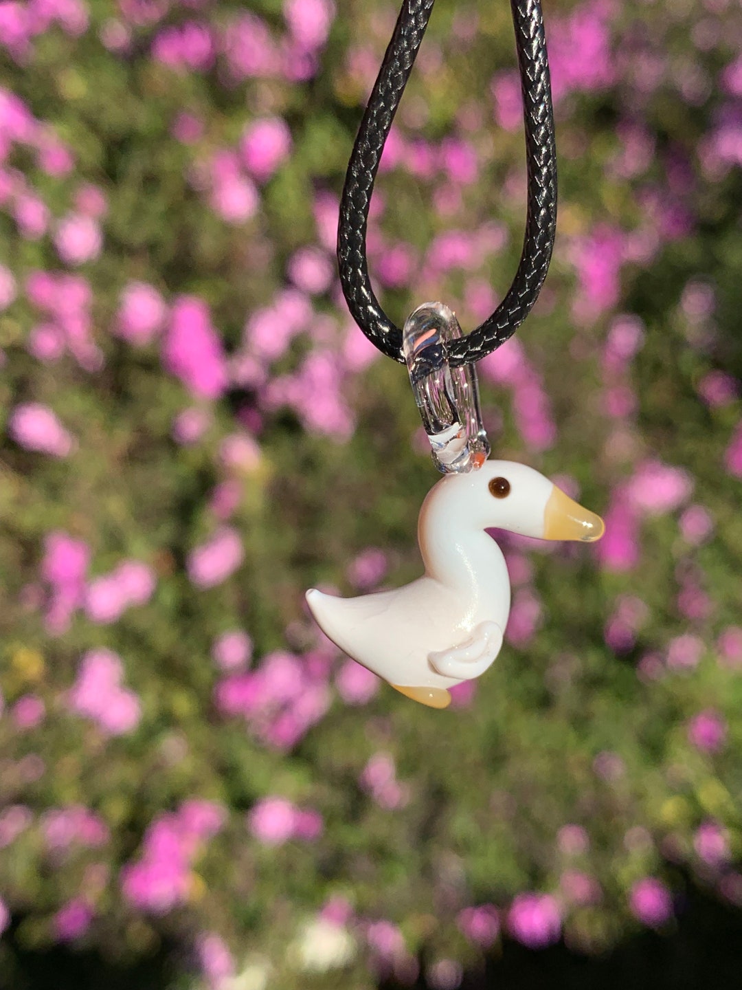 Glass White Duck Pendent - Etsy