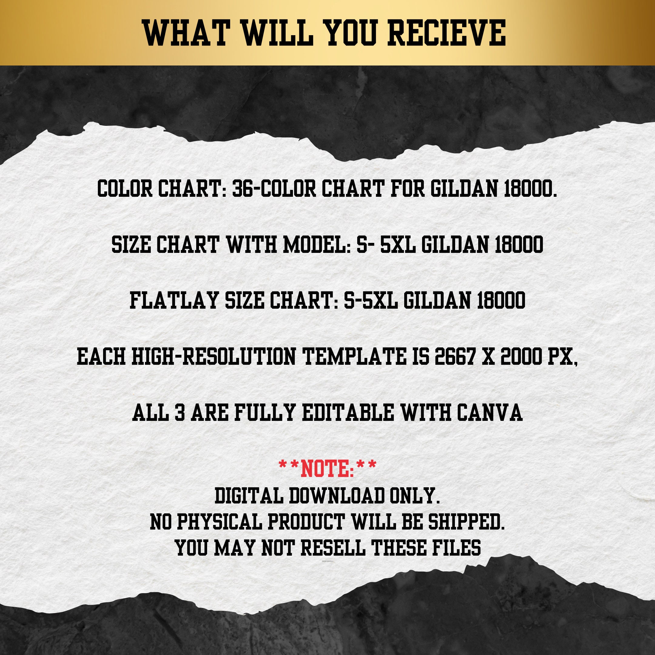 Gildan 18000 G180 Color Chart and Size Chart Editable G180 Mockup Color ...