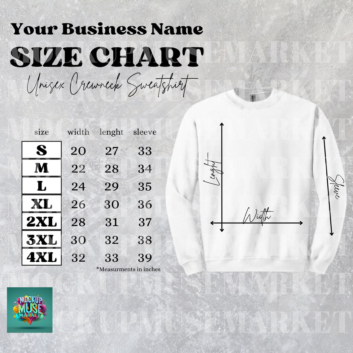 Gildan 18000 Color Chart Size Chart Bundle Editable Size Chart and ...