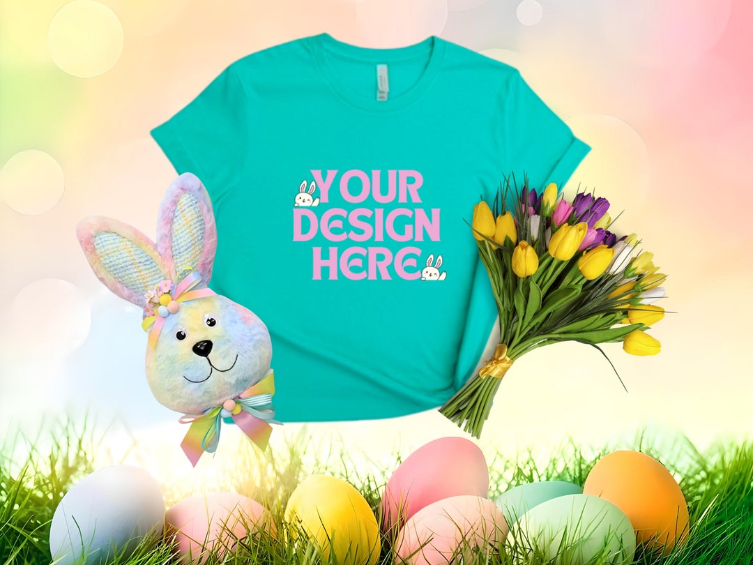 Heather Sea Green Bella Canvas 3001 Easter Mockup Easter Tshirt Mockup ...