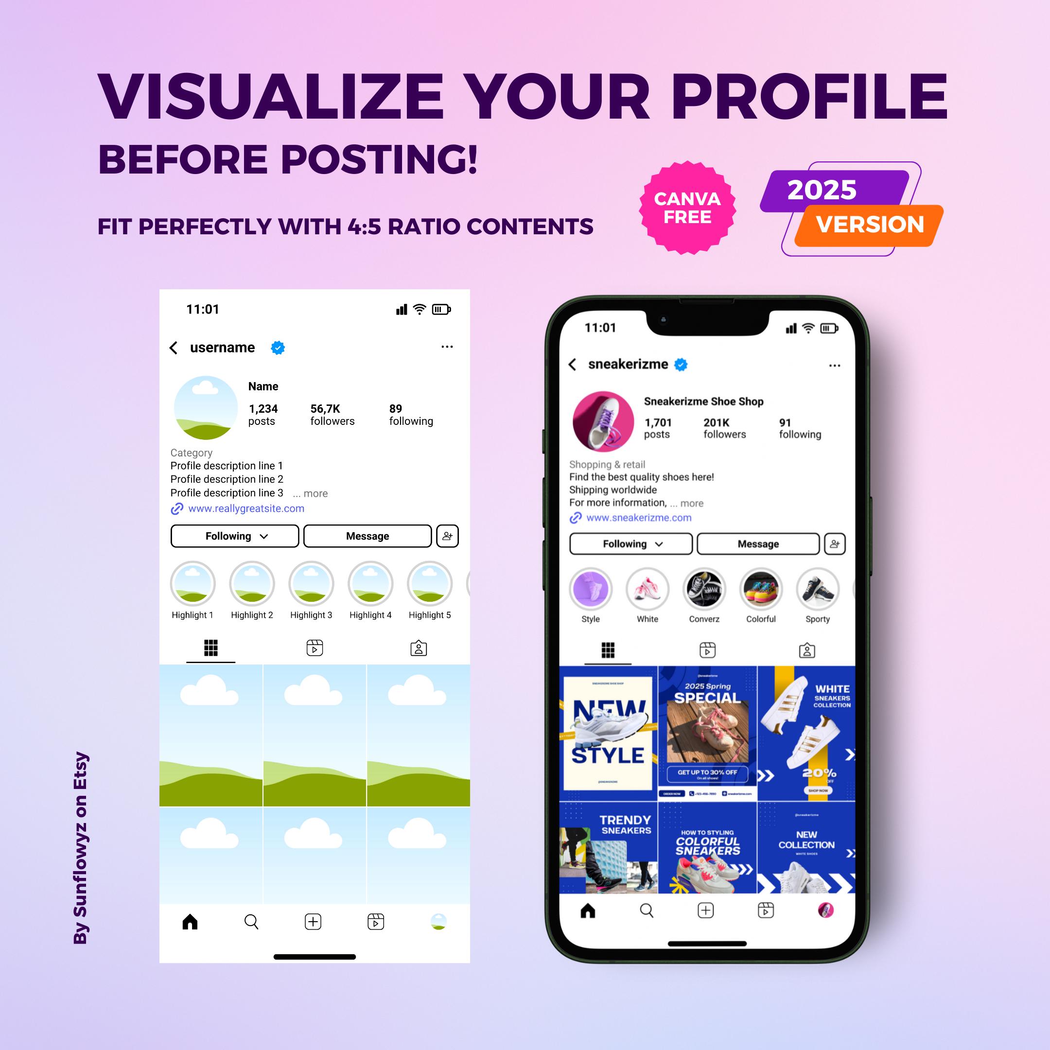 Instagram Mockup Template New Size Editable Canva Free Instagram Feed ...