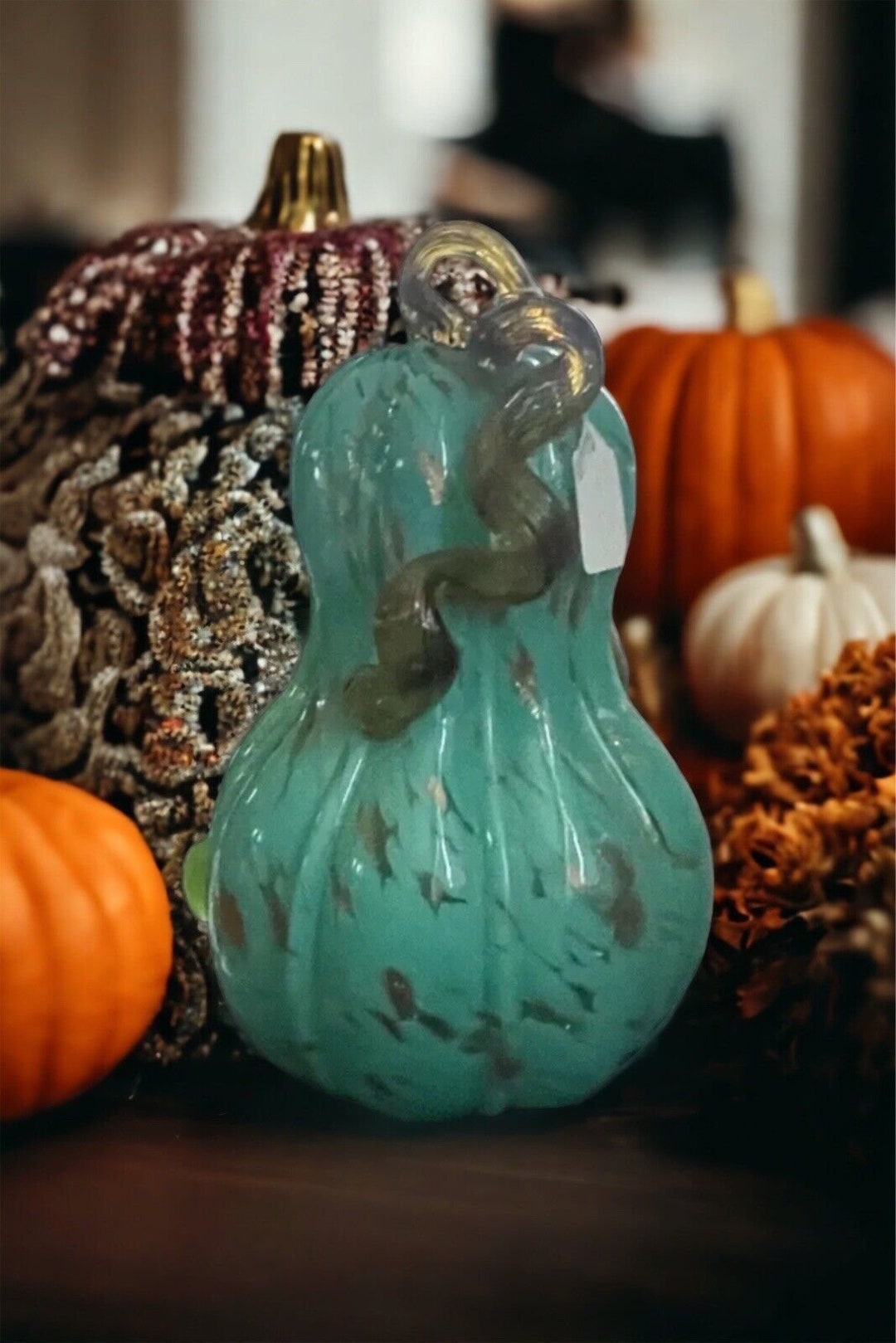 Hand Blown Glass Gourd Handcrafted Sculpture Vintage Collectible Home ...