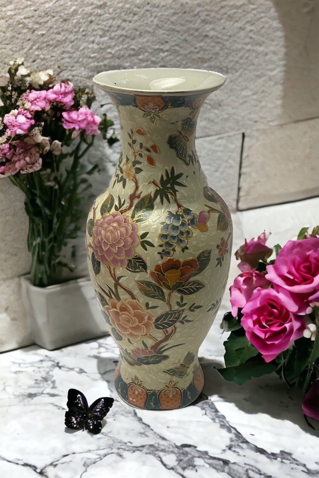 Beautiful Flowered Chinese 12 Inch Vase - Etsy