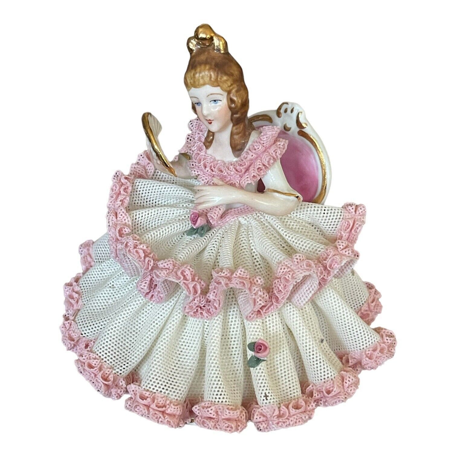 Vintage German Porcelain Lace Figurine Princess With Fan 5” - Etsy