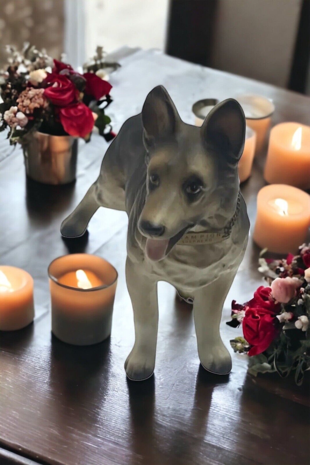 Vintage German Shepherd With Chain Collar Numbered Japan Ceramic Figure ...