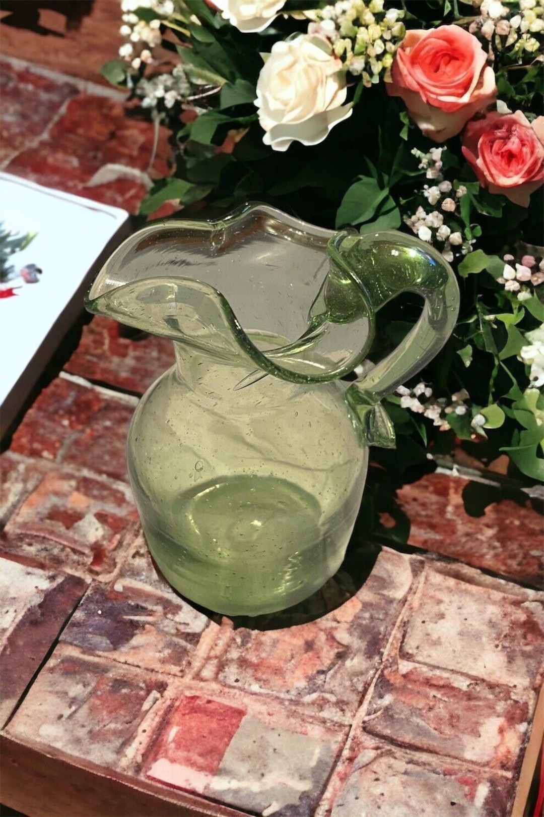 Small Blenko Art Glass Pitcher ~ Apple Green ~ 6" Tall - Etsy