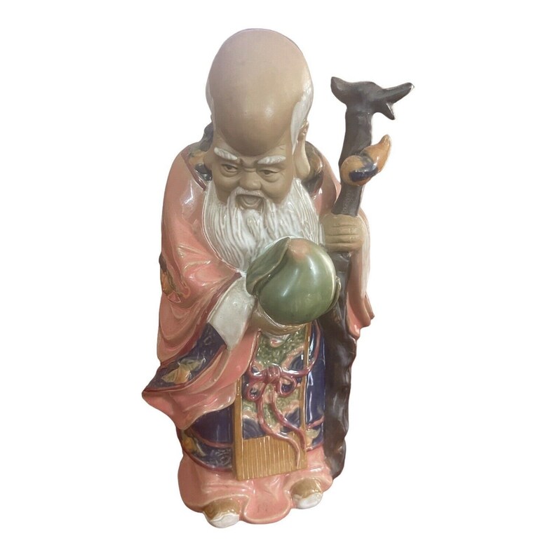 Chinese Art Pottery Porcelain Lucky God Statue Mud Man Figurine Marked ...