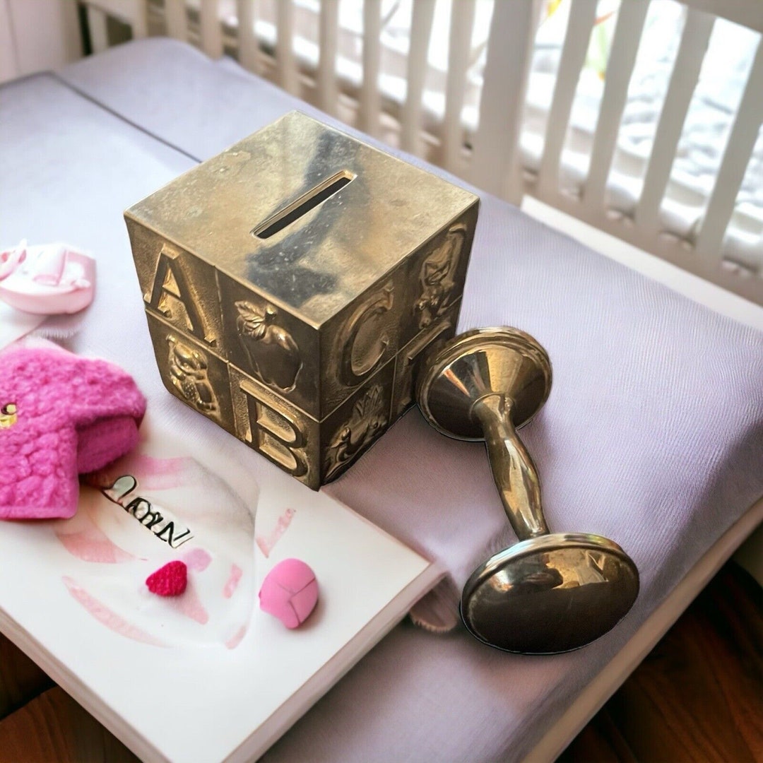 Vintage Baby's Sterling Rattle & ABC Bank - Etsy