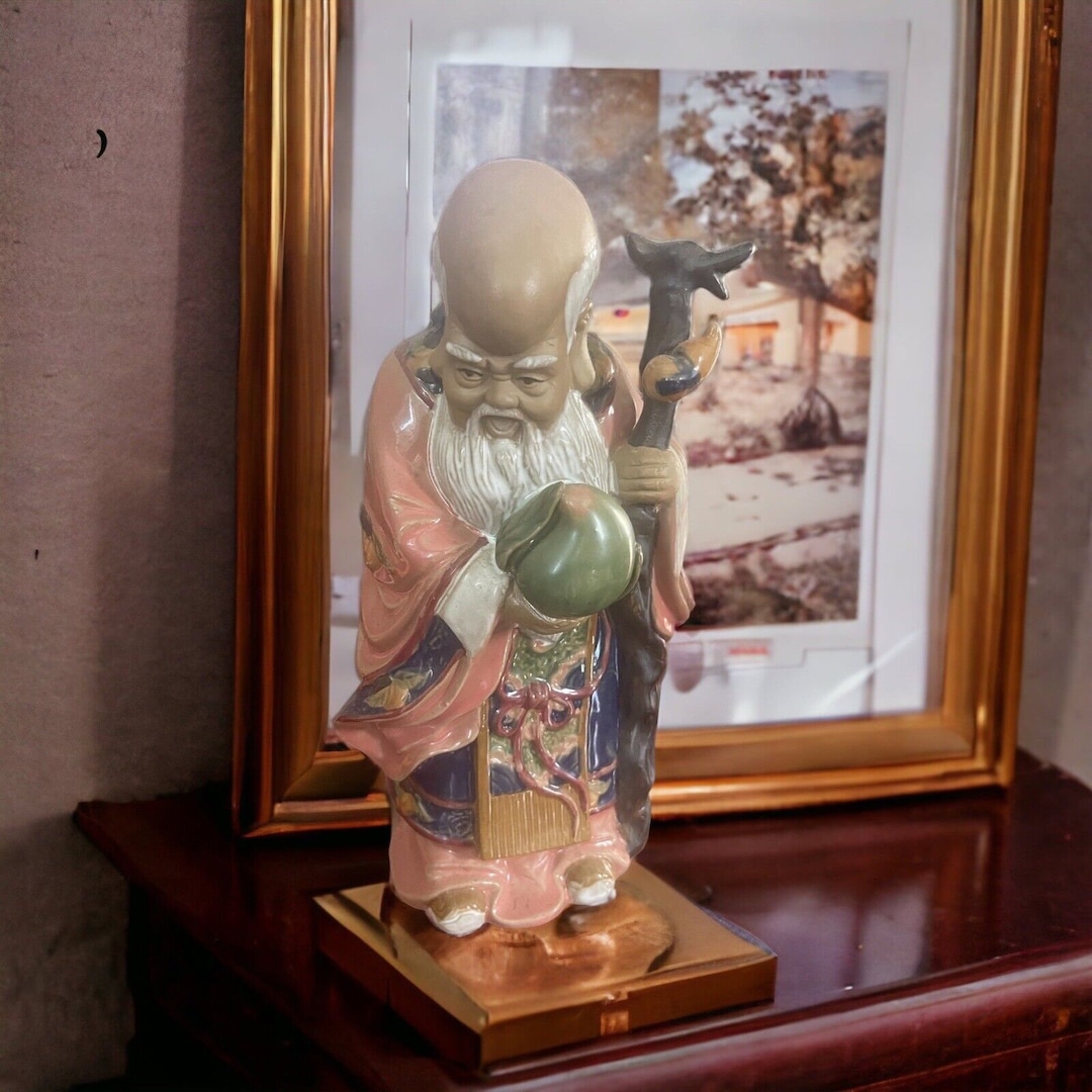 Chinese Art Pottery Porcelain Lucky God Statue Mud Man Figurine Marked ...