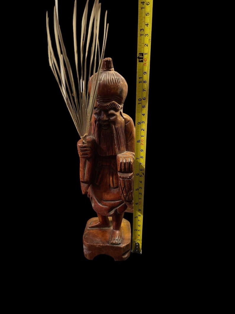 VTG Chinese Wise Man Carved Art Statue 6" Wooden Figurine - Etsy