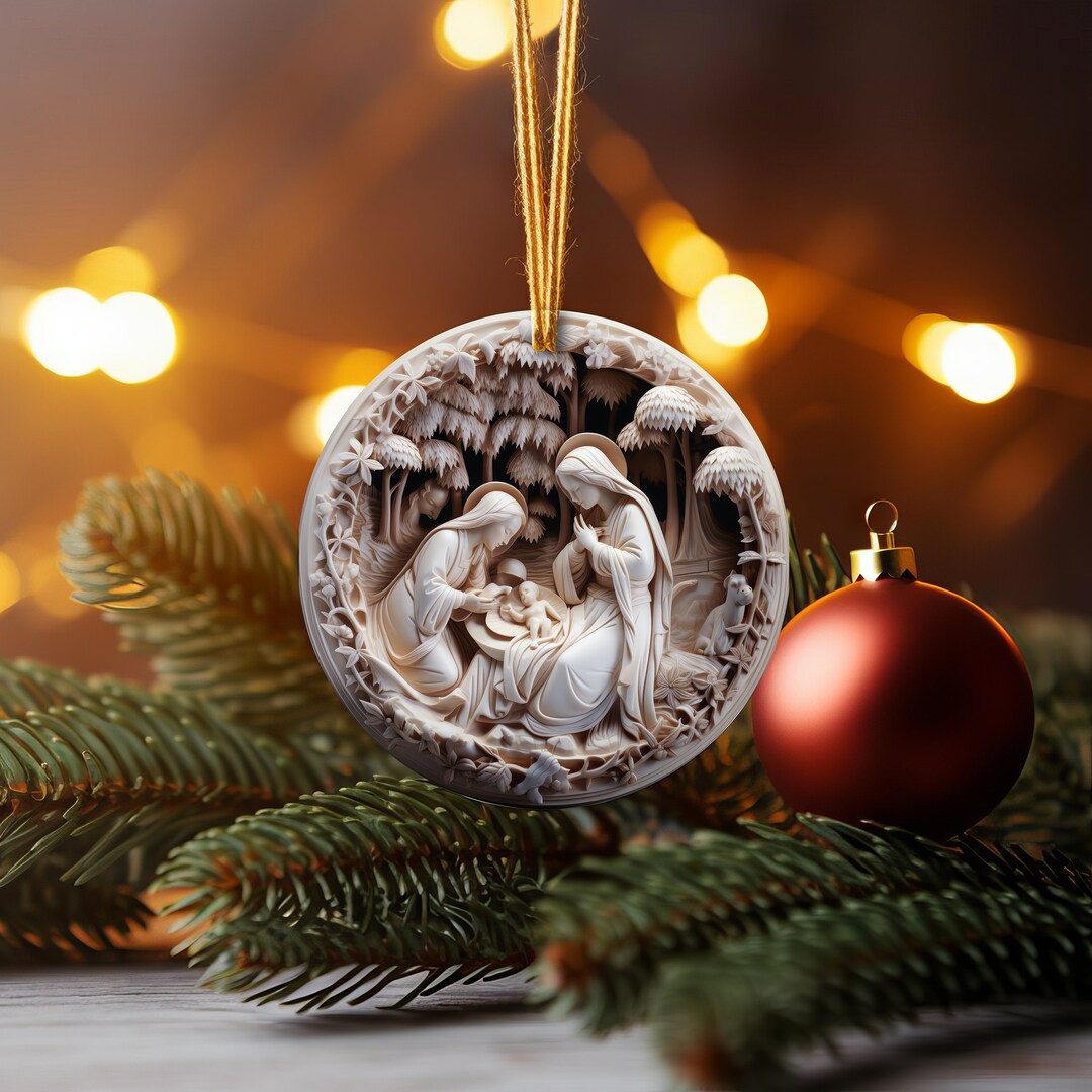 Nativity Scene Ivory Carving Ceramic Ornament - Etsy