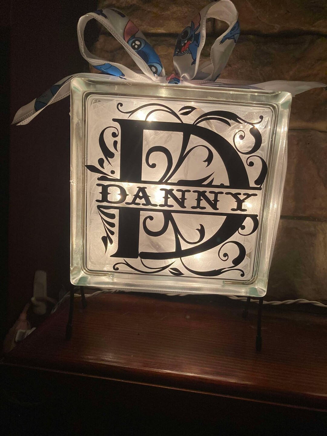 Split Letter Name Lighted Glass Block - Etsy