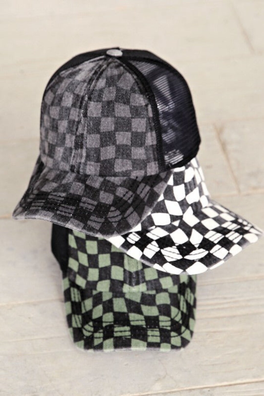 Checkered Pattern Baseball Cap Criss-cross - Etsy
