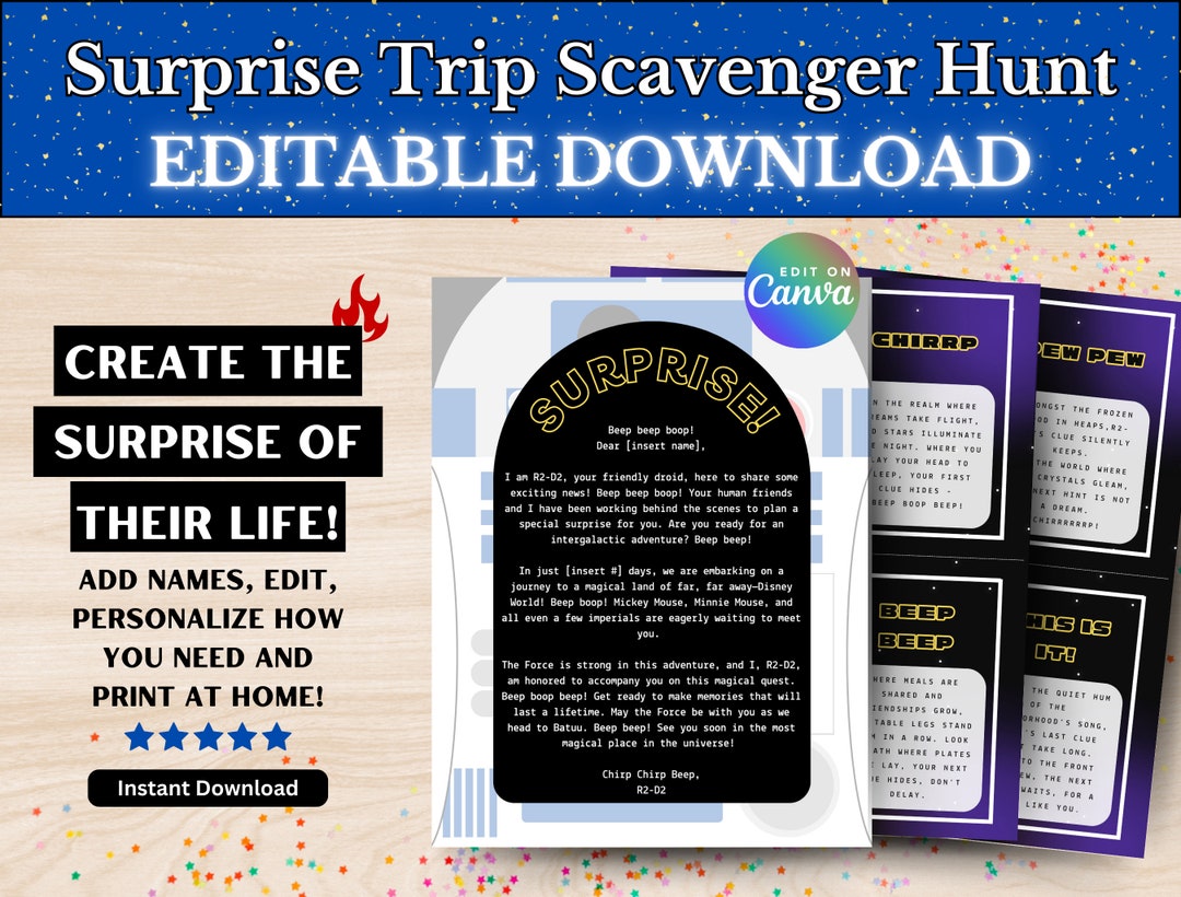 Editable WDW Surprise Trip Scavenger Hunt Bundle Customizable ...