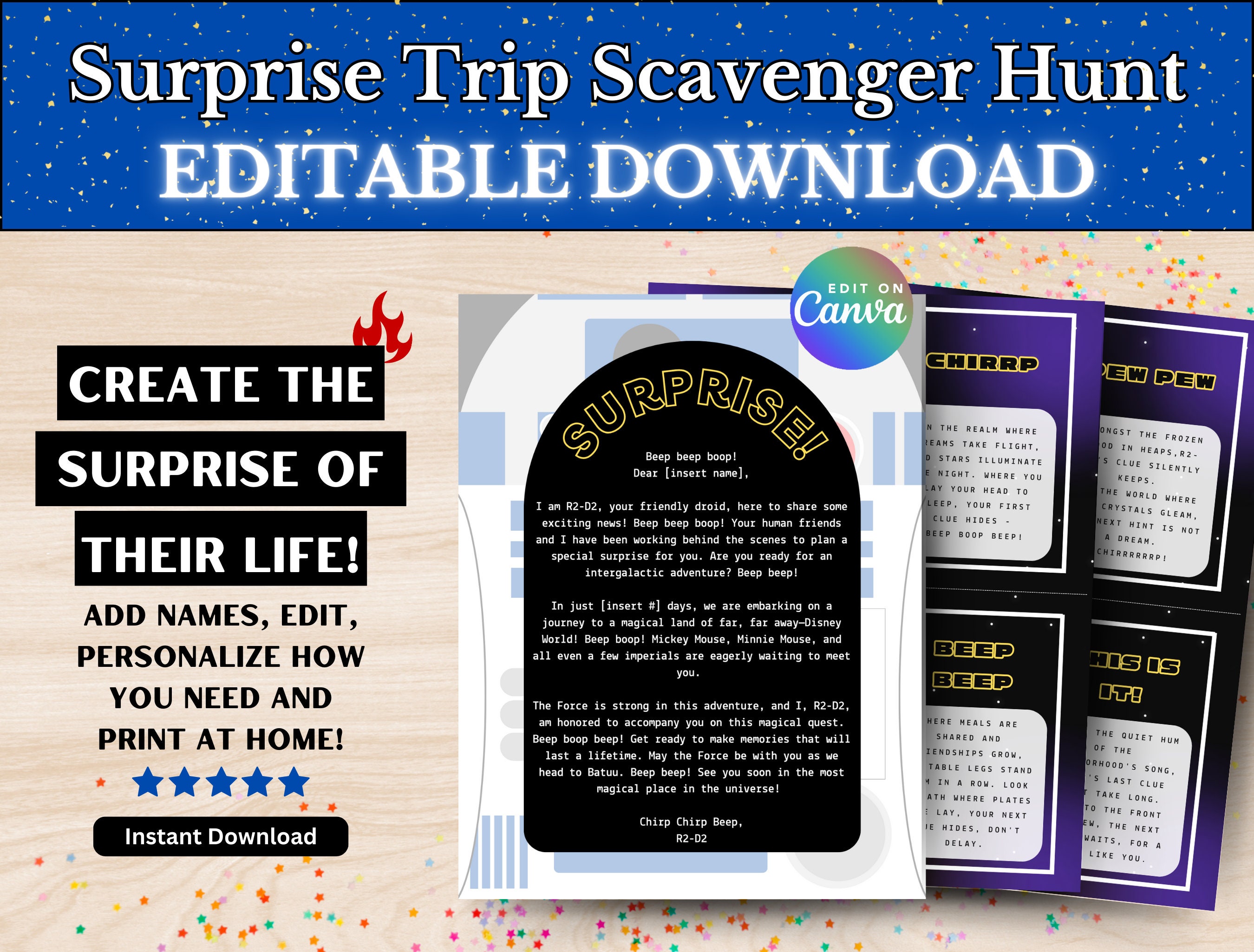 Editable WDW Surprise Trip Scavenger Hunt Bundle, Completely ...
