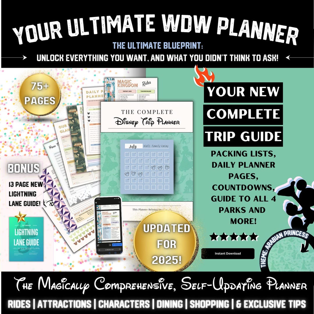 WDW 2025 Trip Planner Bundle UPDATED | 75+ Printable Pages | Daily ...