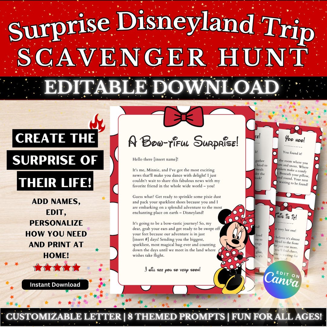 Editable Surprise Trip Scavenger Hunt Bundle | Customizable ...