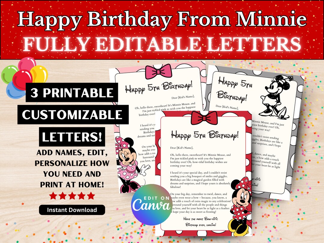 Custom Birthday Letter From WDW Character: Editable Canva Template ...